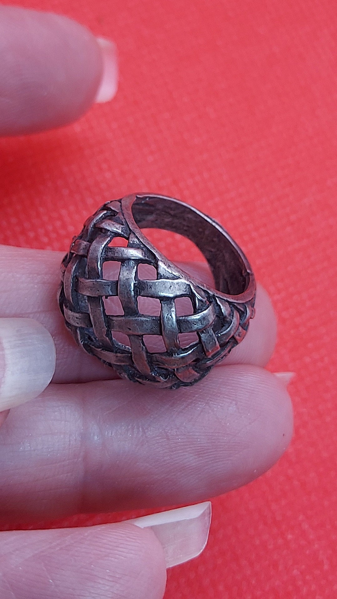 Vintage Basket Weave Pattern Ring Could Be Unmarked Sterling About Size ...