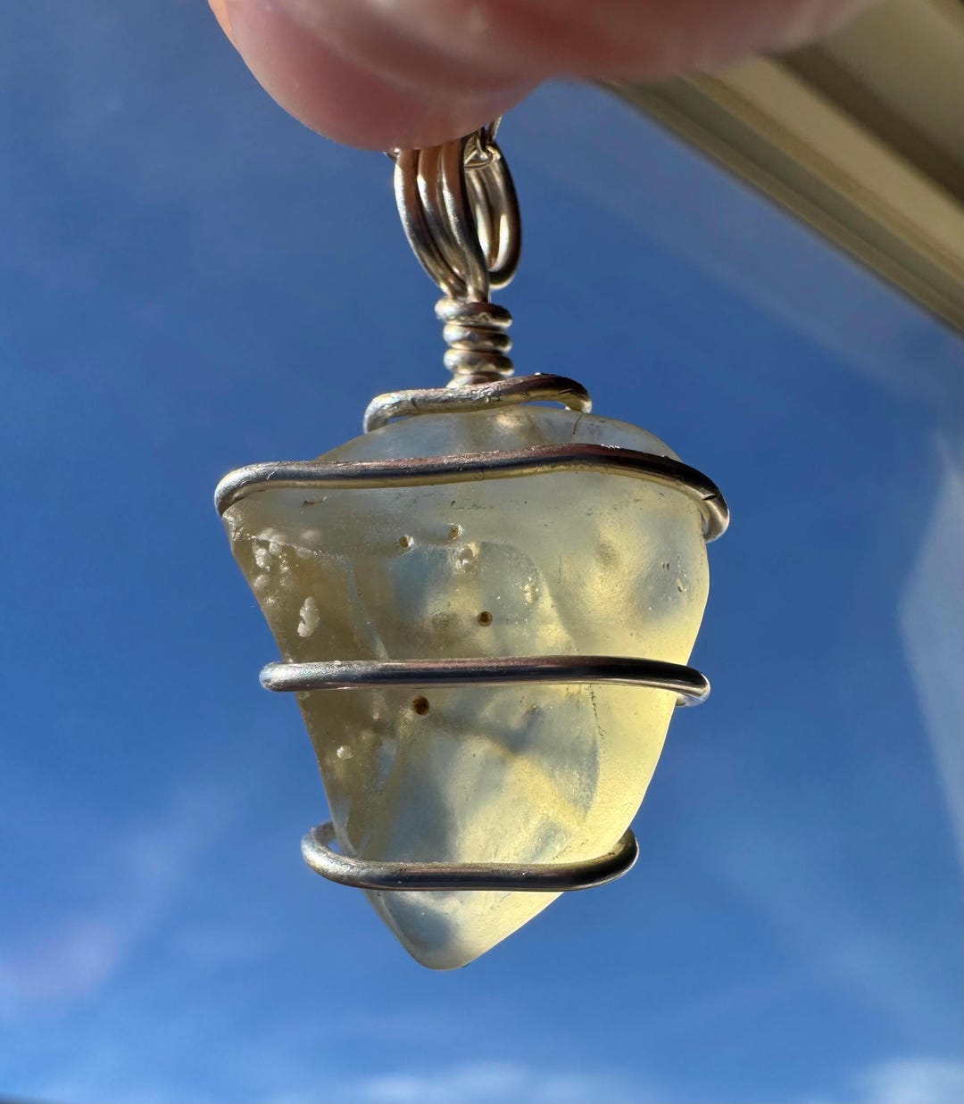 Libyan Desert Glass Fine Silver Wire Wrapped Pendant Necklace - Etsy
