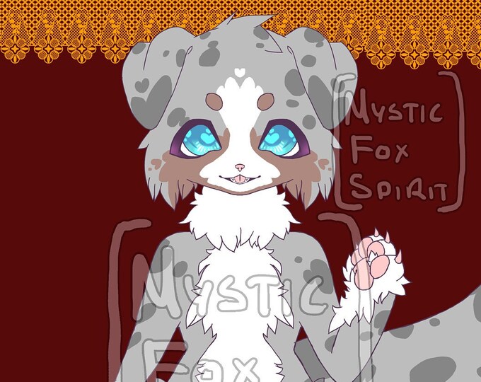 Kemono Fursona Australian Shepherd Adoptable Canine Aussie Adopt - Etsy
