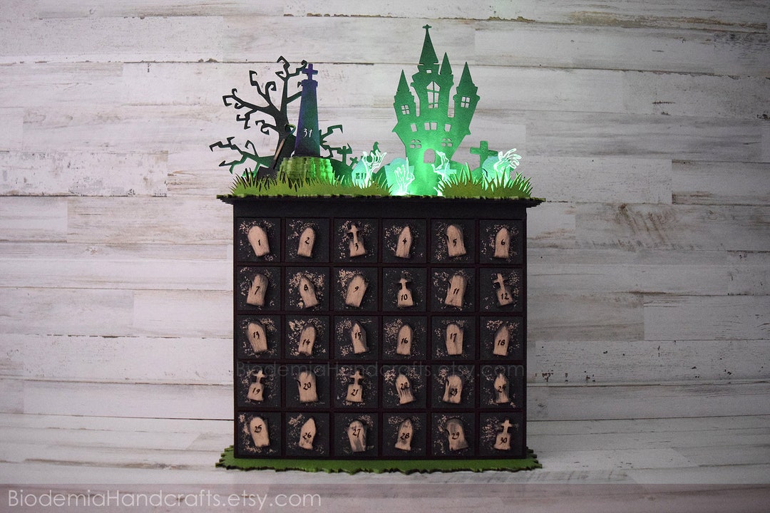 Personalized Halloween Countdown Advent Calendar Wooden Light up Zombie ...