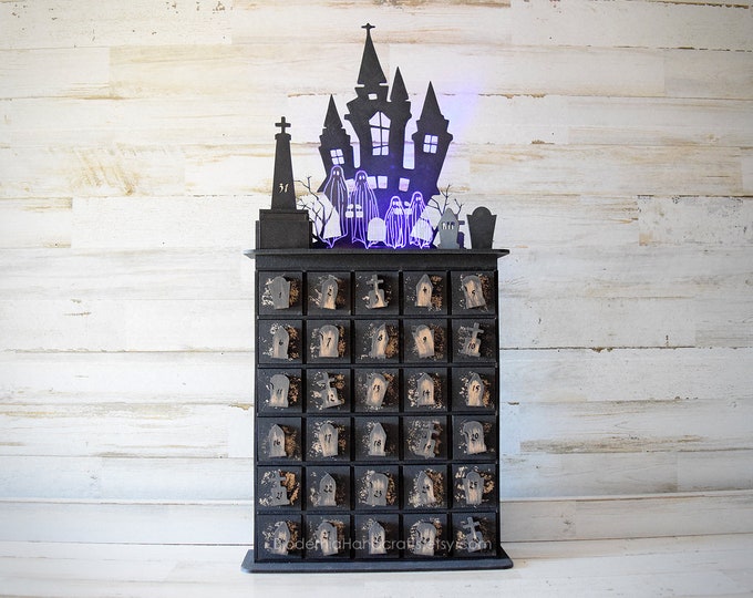 Halloween Countdown Advent Calendar Haunted House With Spinning Wheels ...
