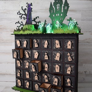 Personalized Halloween Countdown Advent Calendar Wooden Light up Zombie ...