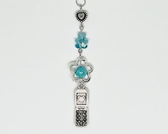 Happy Flip Cell Phone Circuit Board Charm Retro Pixel Art, Green/white ...