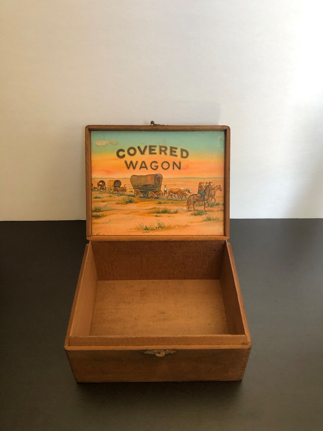 Vintage Covered Wagon Wooden Cigar Box With Chromolithograph - Etsy