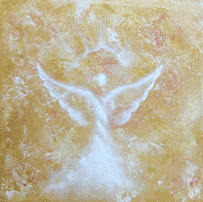 GOLDEN LIGHT Angel Painting, Abstract Angel, Healing Angel, Spiritual ...