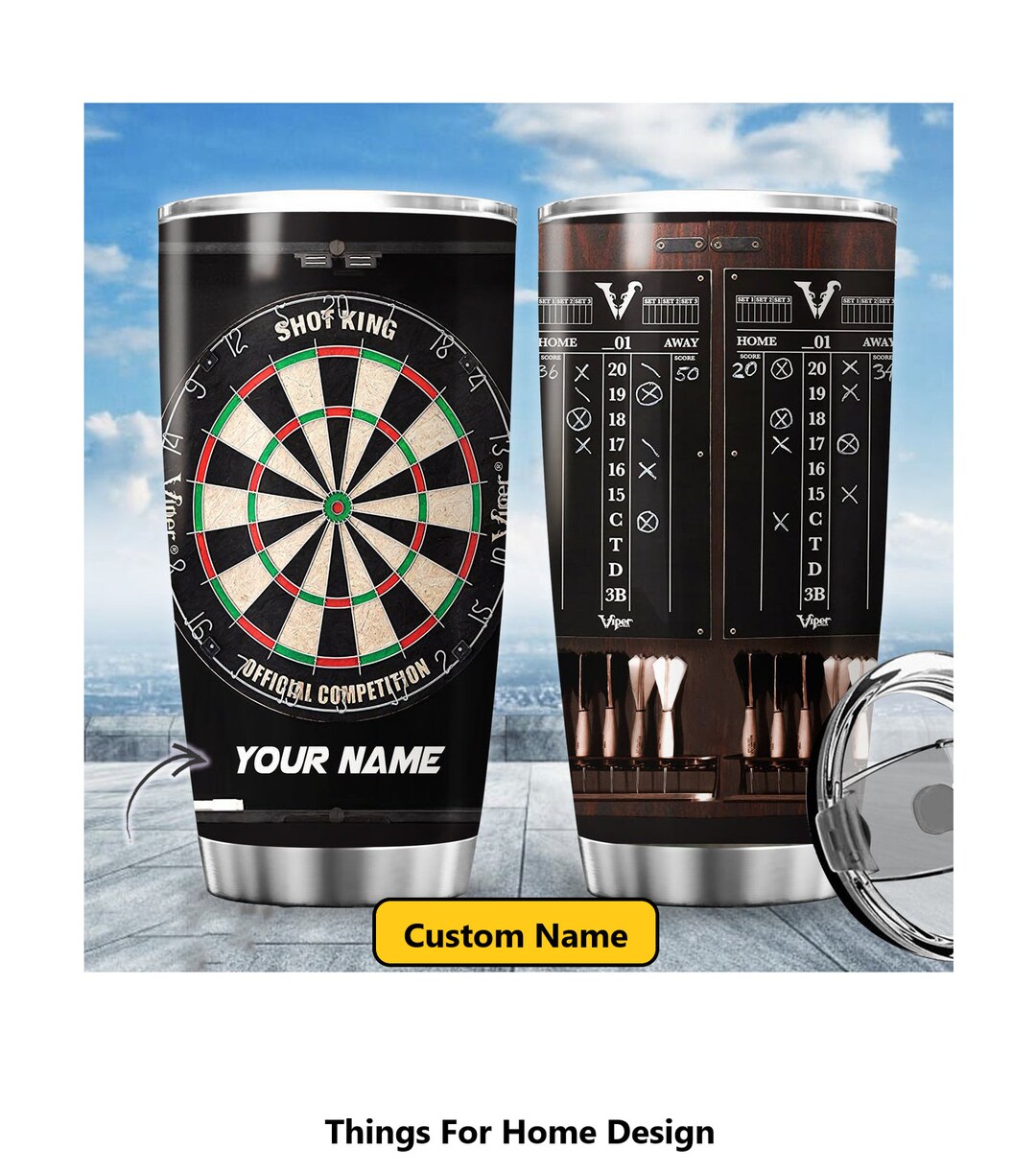 Darts Tumbler, Custom Name Tumbler, Gifts for Darts Players, Darts Mug ...