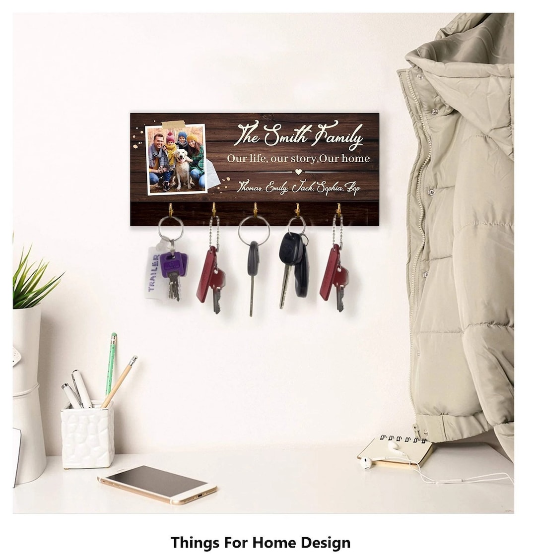 Family Key Holder, Personalized Key Hook for Wall, Our Life, Our Story ...