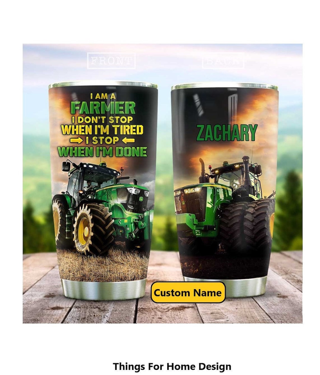 Tractor Personalized Tumbler, Farming Coffee Mugs, Custom Name Tumbler ...