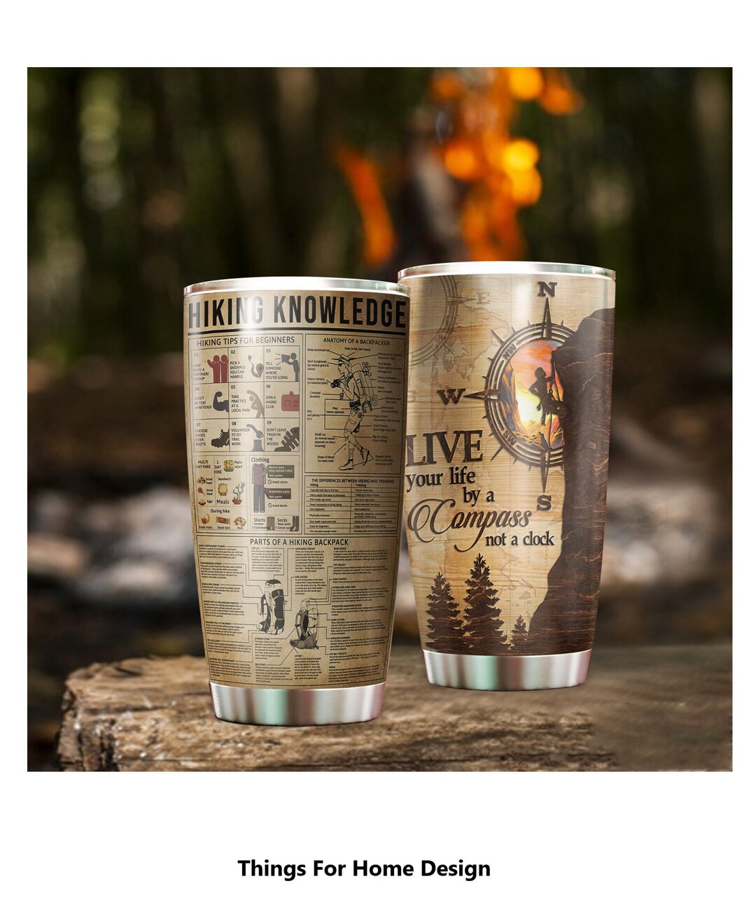 Hiking Knowledge Tumbler, Gift for Hikers, Life by A Compass Limited by ...