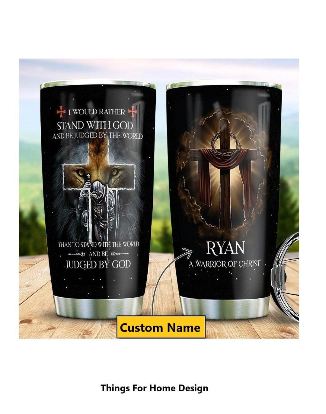 Personalized Warrior Tumbler, Faith Tumbler Stand With God, A Warrior ...