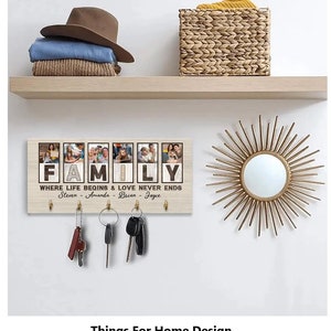 Personalized Wooden Key Holder, Family Where Life Begins and Love Never ...