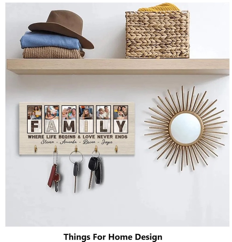 Personalized Wooden Key Holder, Family Where Life Begins and Love Never ...