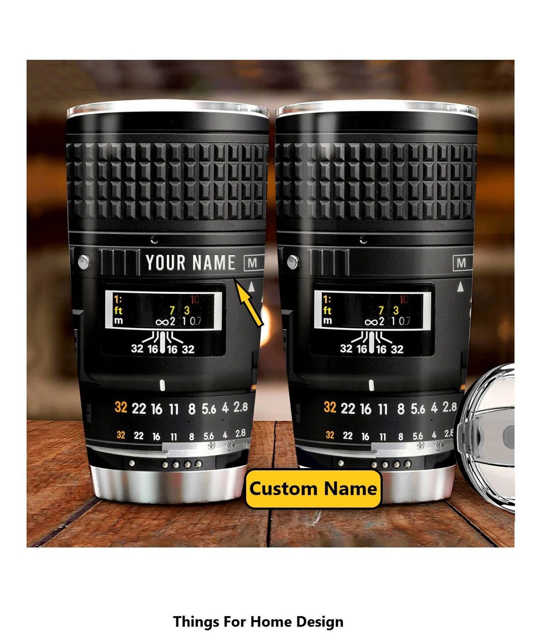 Camera Lens Tumbler, Camera Mug, Custom Name Photographer Tumbler, Gift ...