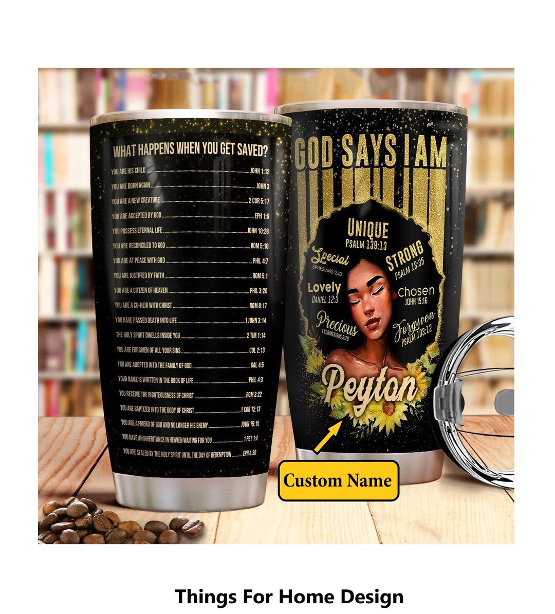 Personalized Gift, Bible Verses Tumbler, Melanin Poppin Girl God Says I ...