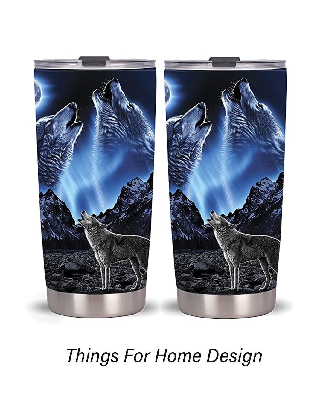 Wolf Tumbler, Wolf Howling up the Moon, Wolf Lover Gift, Gifts for Him ...