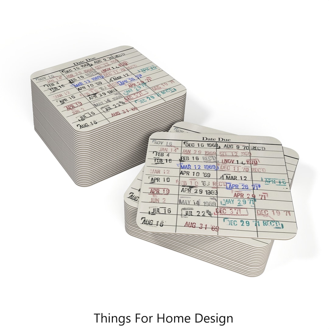 Library Date Due Coaster, Librarian Card Gift, Bookshelf Gift, National ...