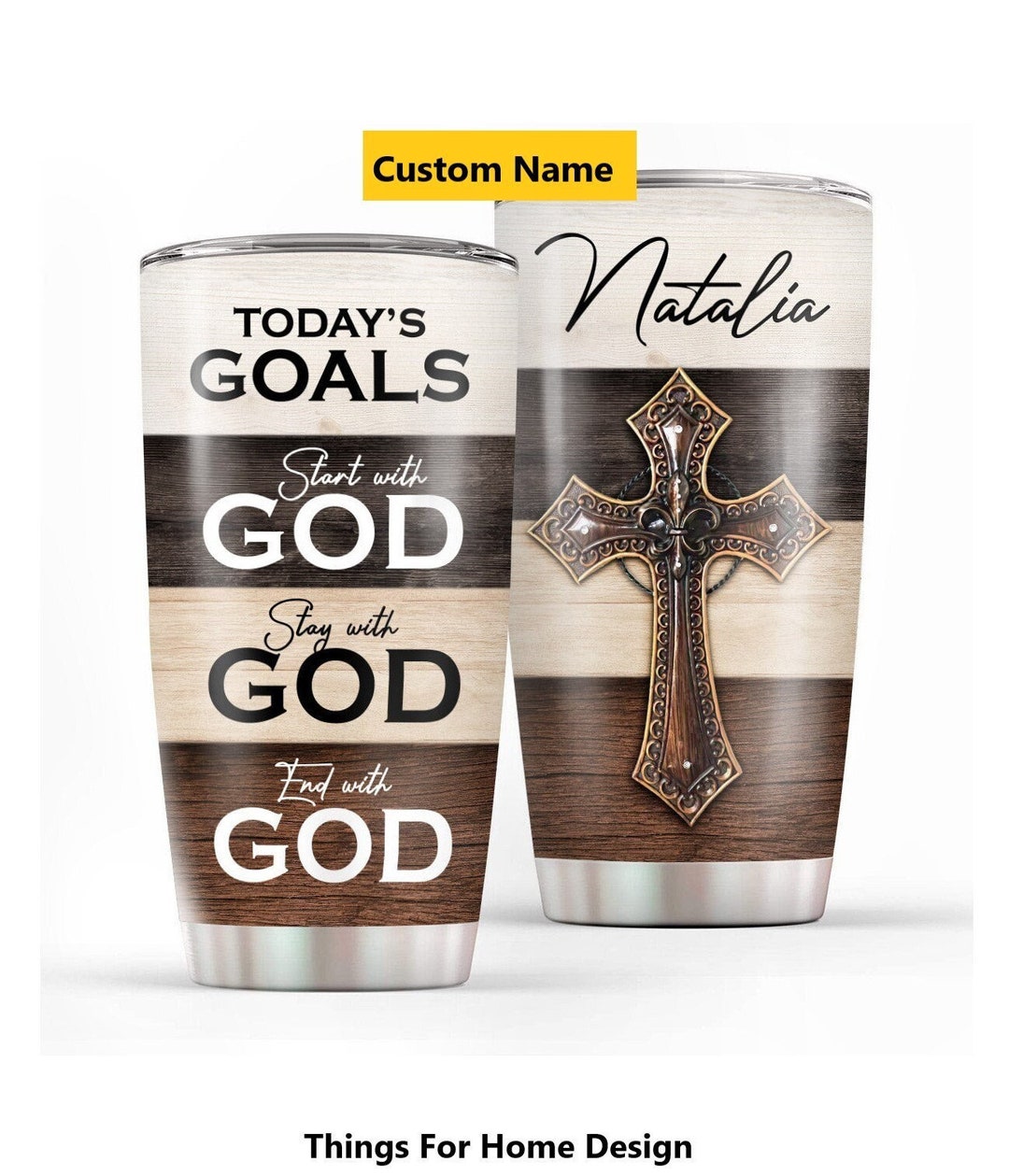 Personalized Cross Tumbler, Today Goals, Start With God, Bible Gift ...