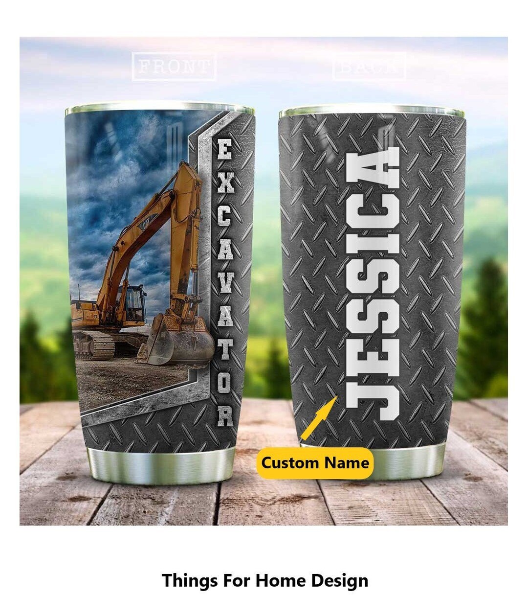 Personalized Excavator Tumbler, Mechanic Gift, Grandpa Gift ...