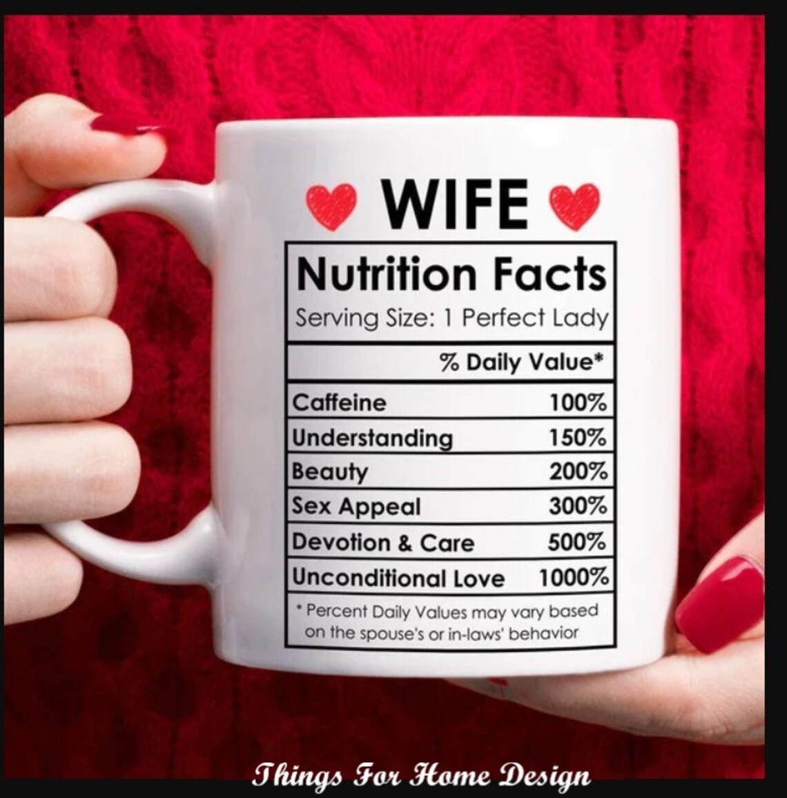 Wife Nutrition Facts Coffee Mugs, Gift From Husband, Anniversary Gift ...