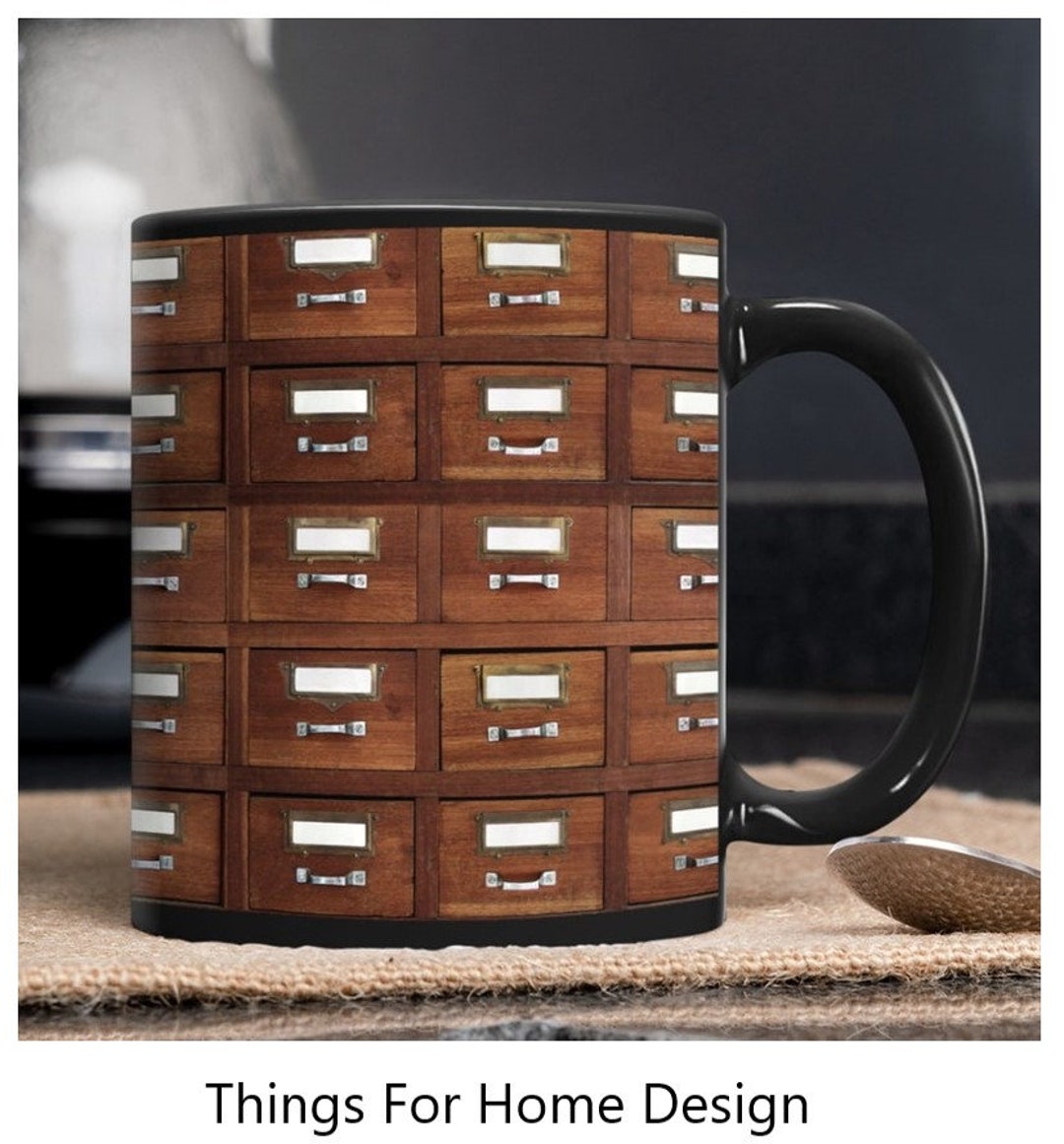 Librarian Drawer Mugs, Librarian Coffee Mug, Reading Mug, Book Lover ...