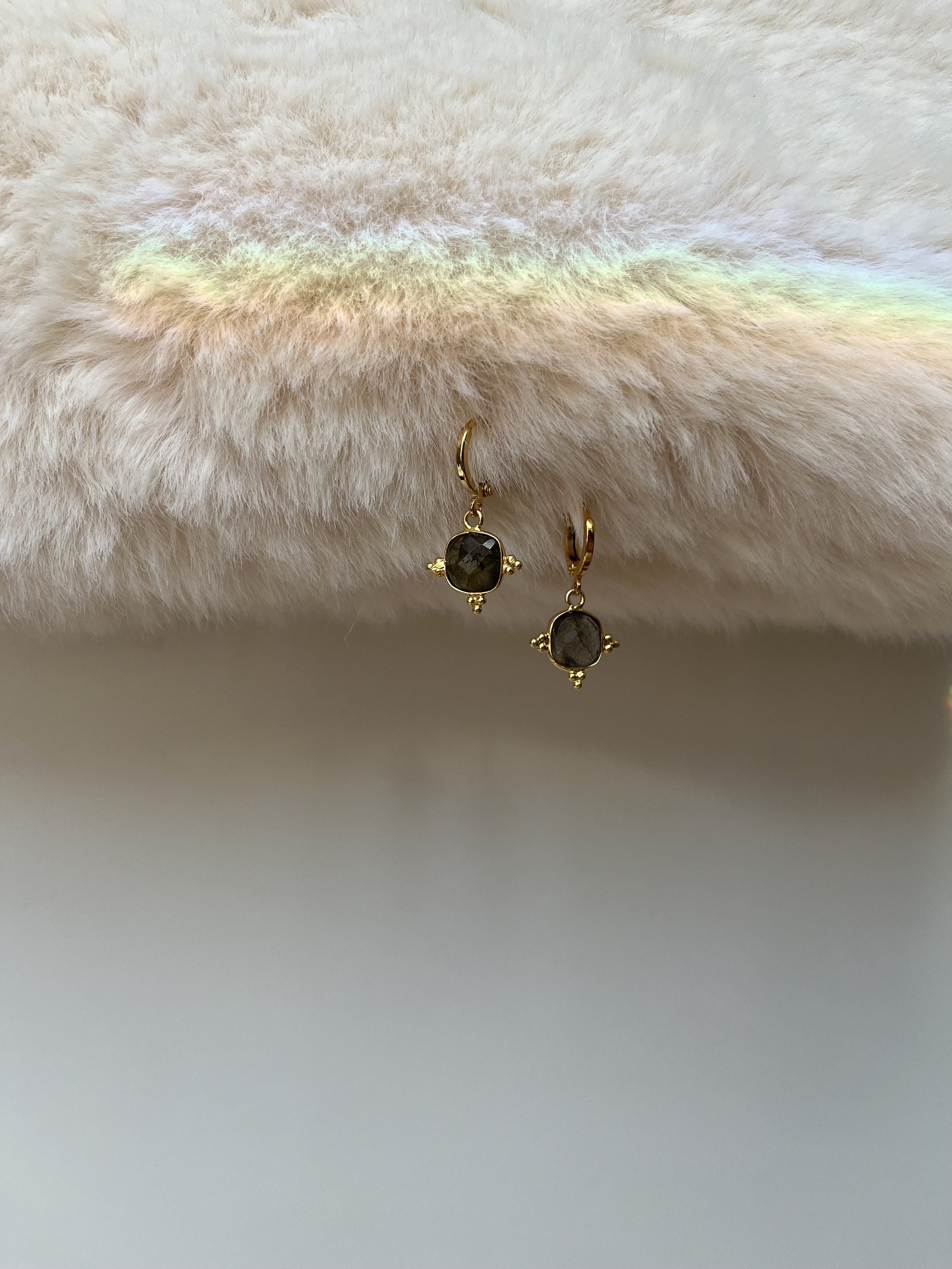 Penelope Buckles, Mini Gold-plated Creoles, Stone Pendant, Quartz ...