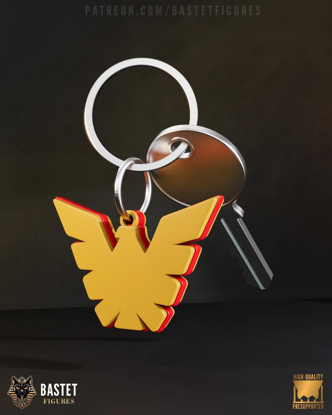 Phoenix - Unpainted 3D Printed Keychain - Etsy