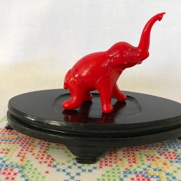 Red Elephant Figurine - Etsy