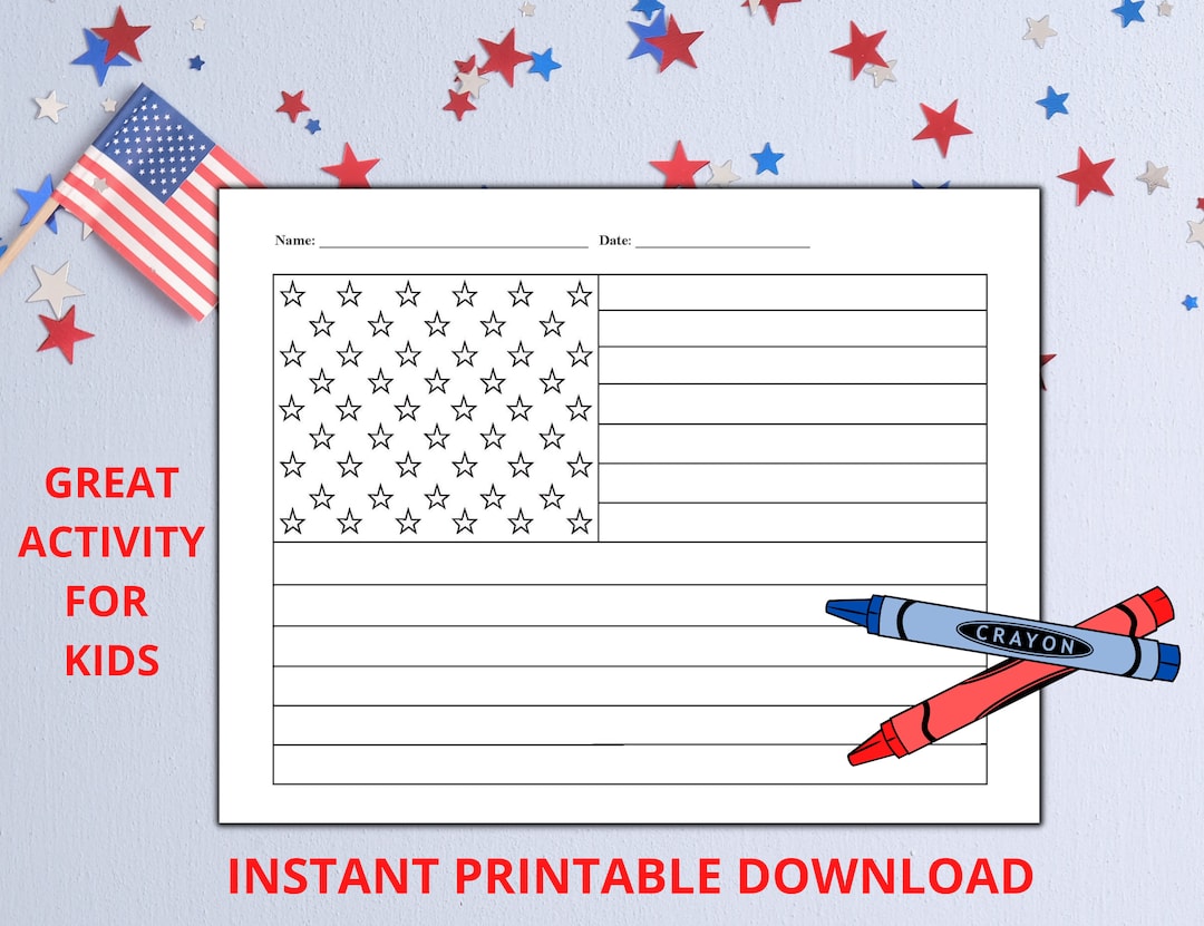 American Flag Coloring Page - Etsy
