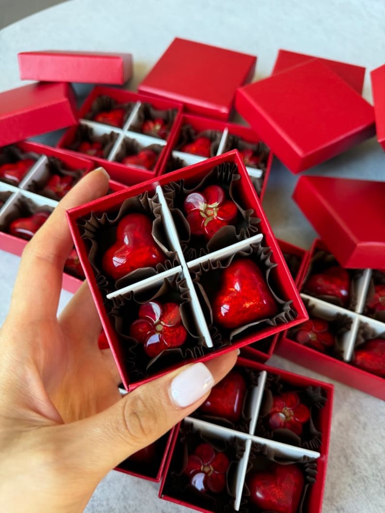 Candies in Red Box , Party Favors, Flower and Heart Shaped Candies ...