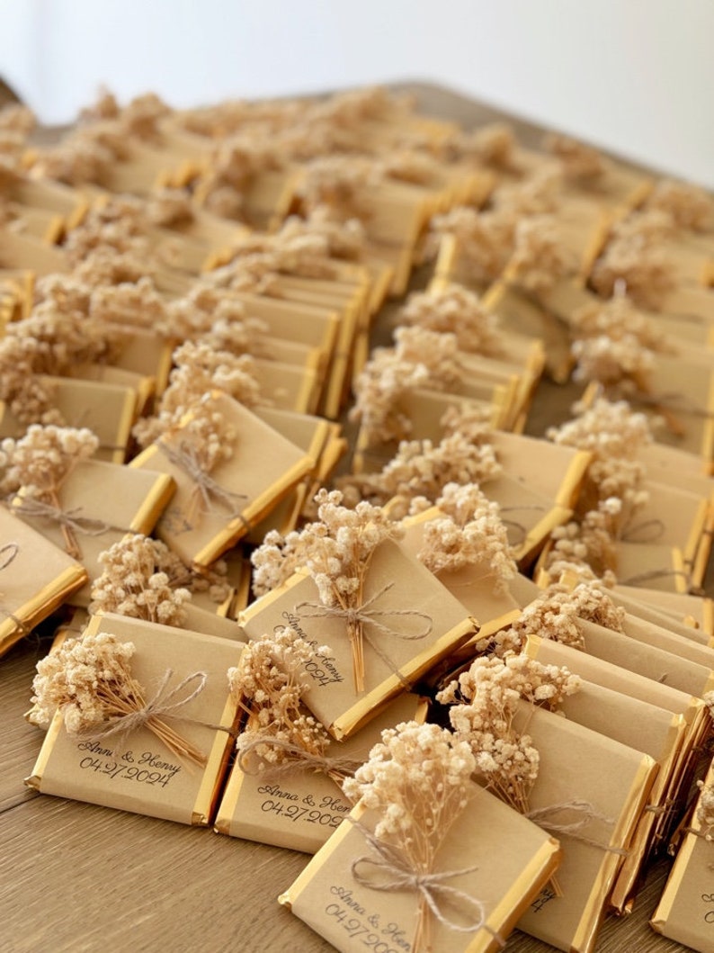 Personalized Chocolate Wedding Favors: Rustic Twine & Floral Design - Etsy