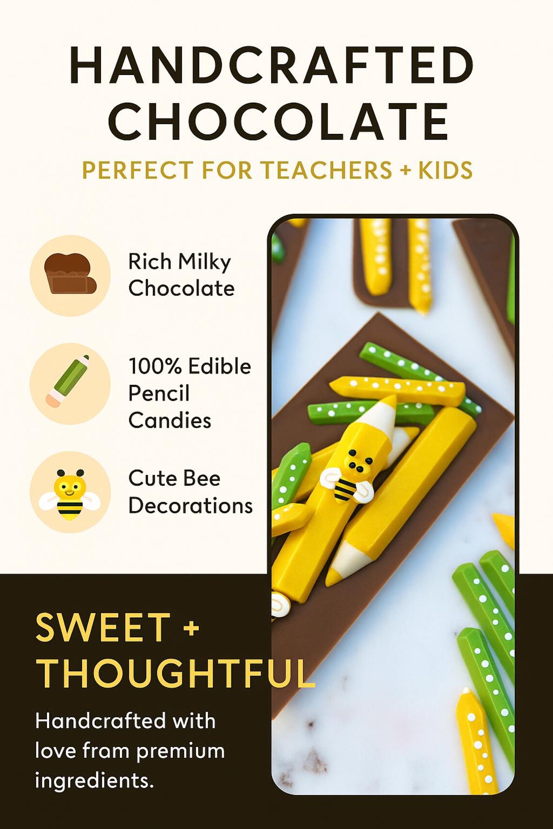 Back to School Chocolate Bar – Edible Pencils & Bees – Teacher Gift ...