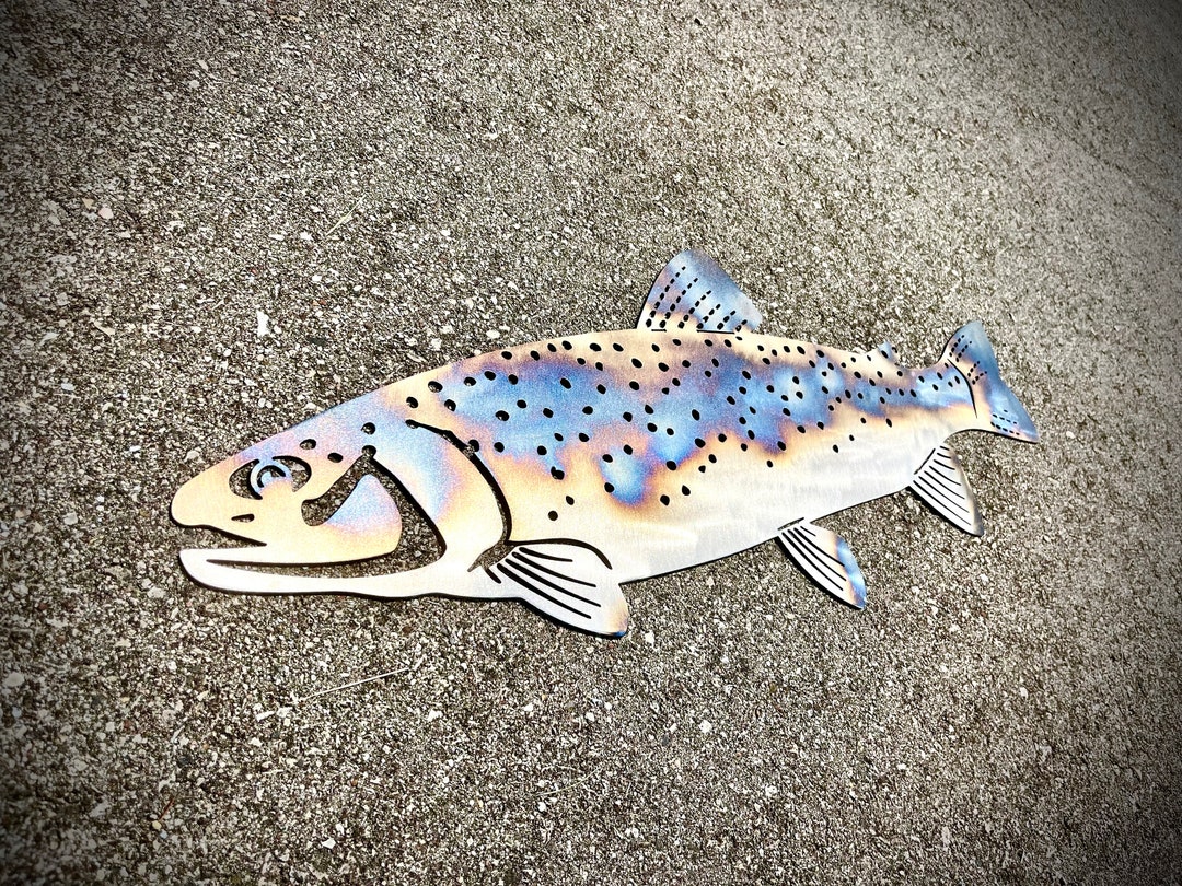 Rainbow Trout Colored Metal Sign Flame Painted Musky Sign - Etsy