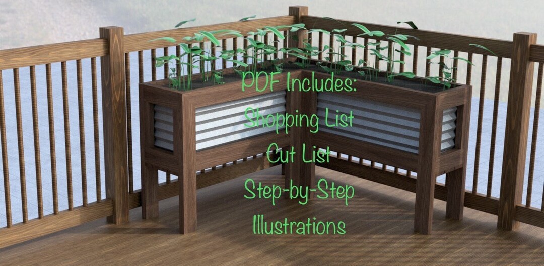 Simple Corner Corrugated Raised Planter Box DIY Build Plans - Etsy