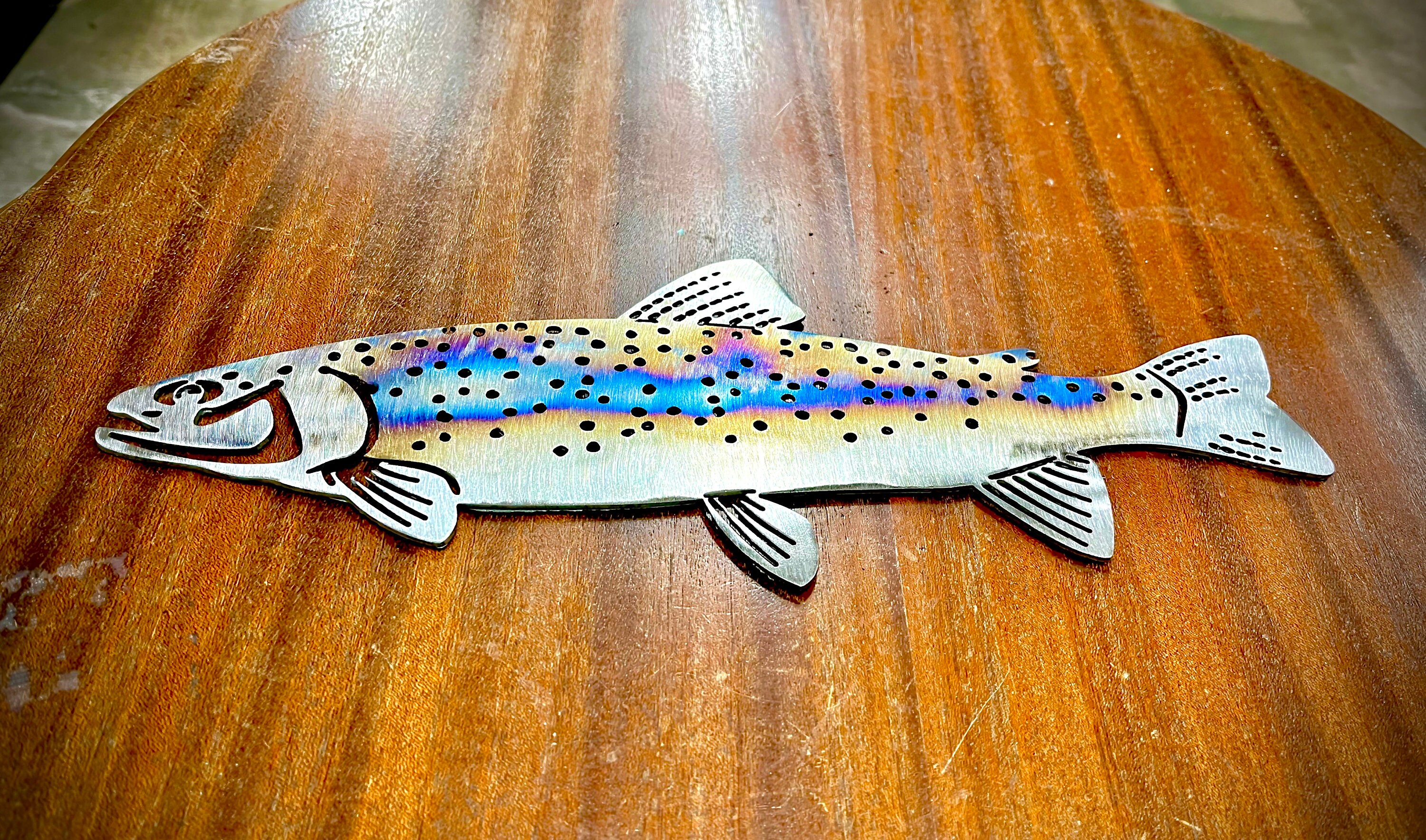 Rainbow Trout Colored Metal Sign Flame Painted Musky Sign - Etsy