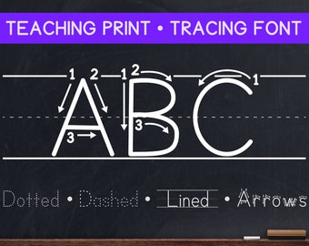 Teaching Cursive - Letter Tracing Font - Dotted Letters for School Kids ...
