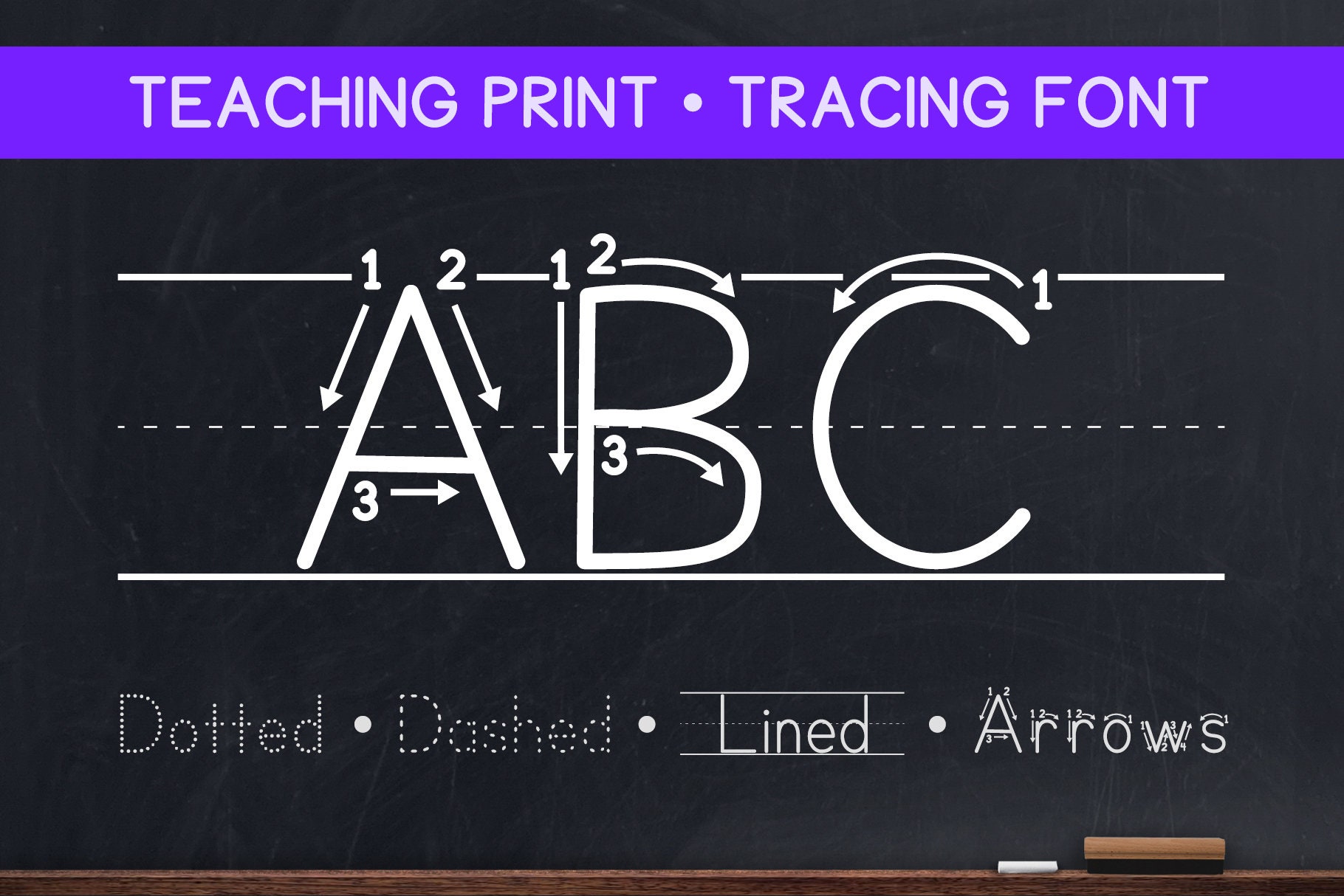 Teaching Print Letter Tracing Font Dotted Letters For Etsy Hong Kong