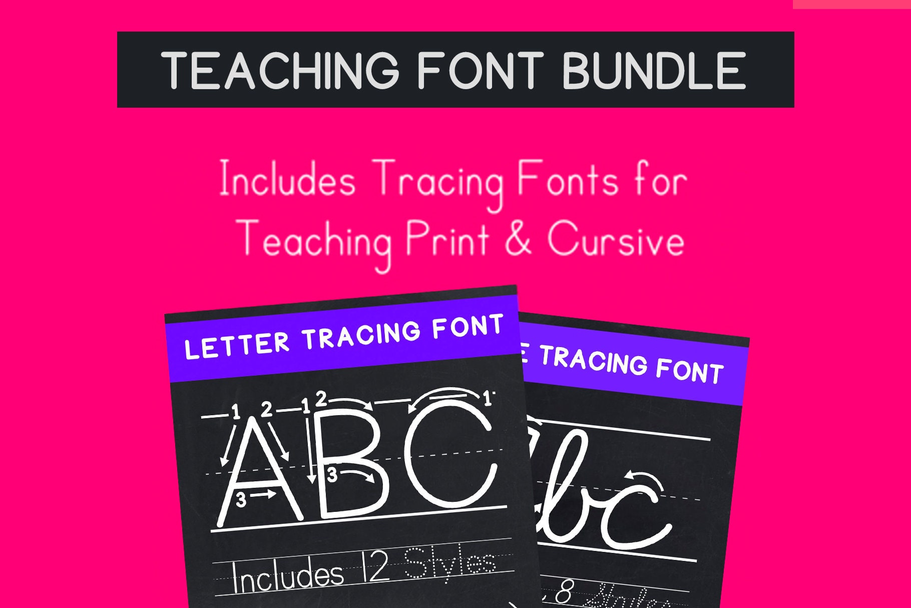 Teaching Fonts Bundle - SAVE 30% - Tracing Fonts for School Kids ...