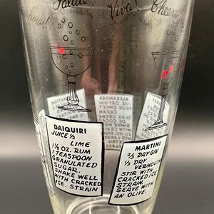 Vintage Cocktail Recipe Glass Retro Barware - Etsy