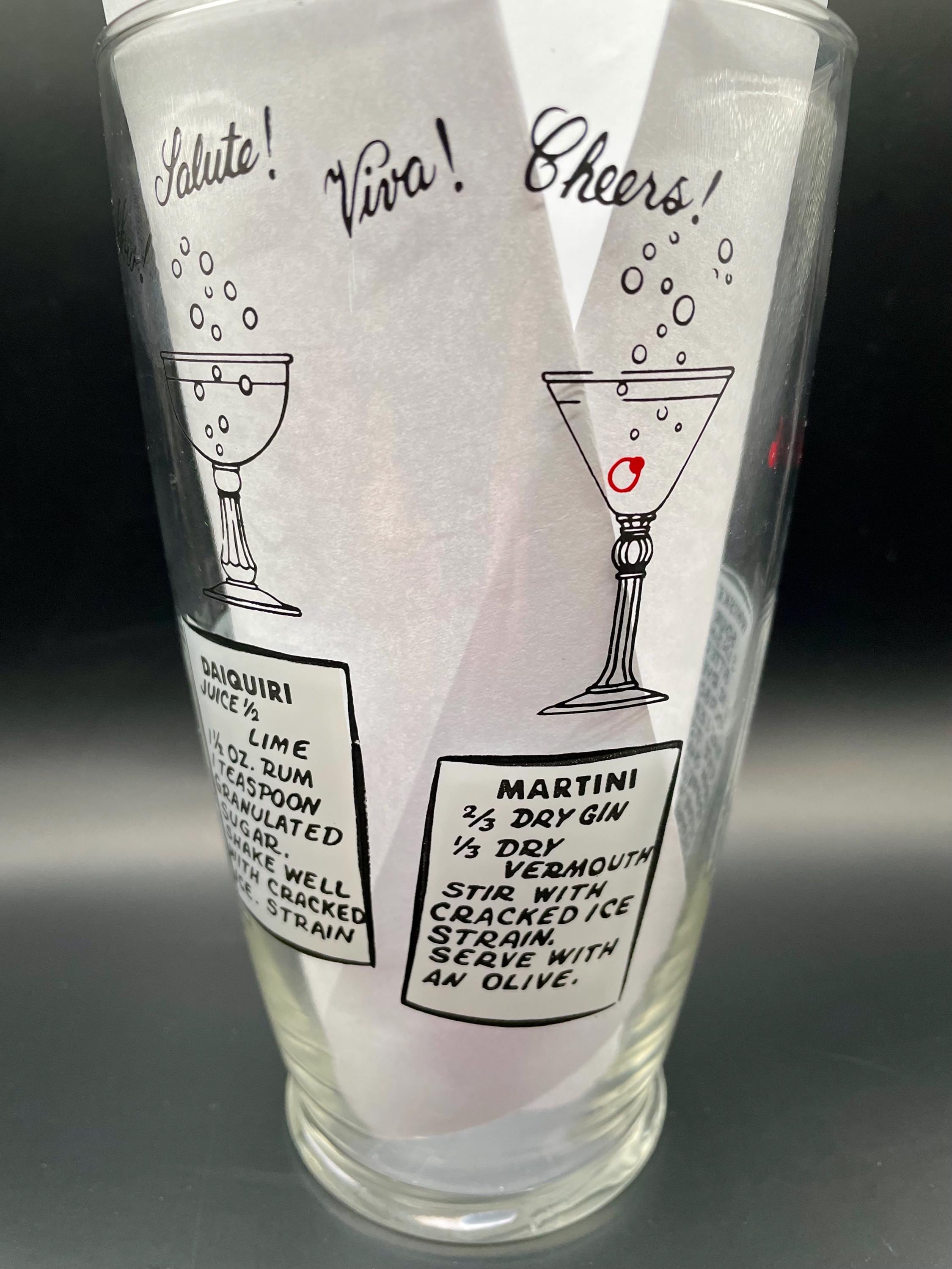 Vintage Cocktail Recipe Glass Retro Barware - Etsy