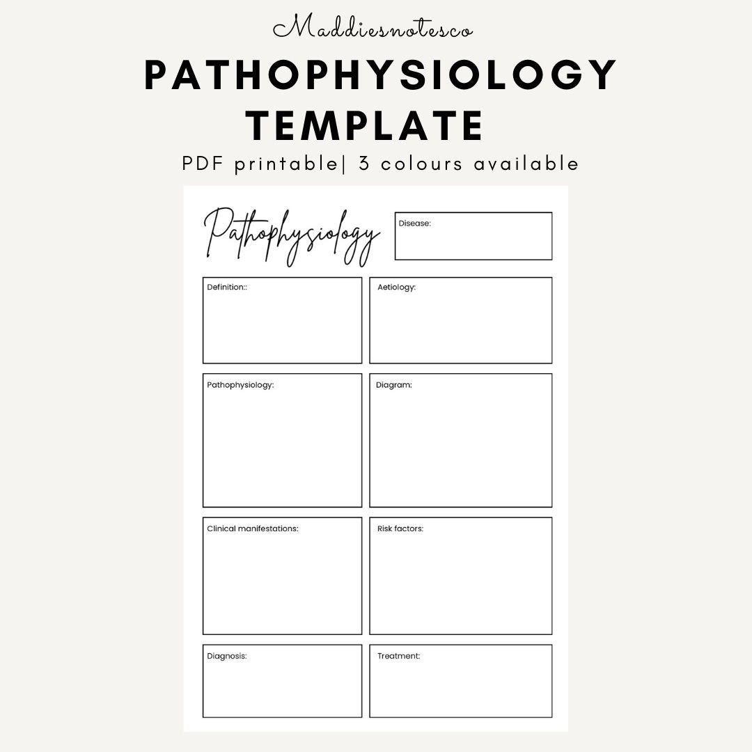 Pathophysiology Study Template - Etsy