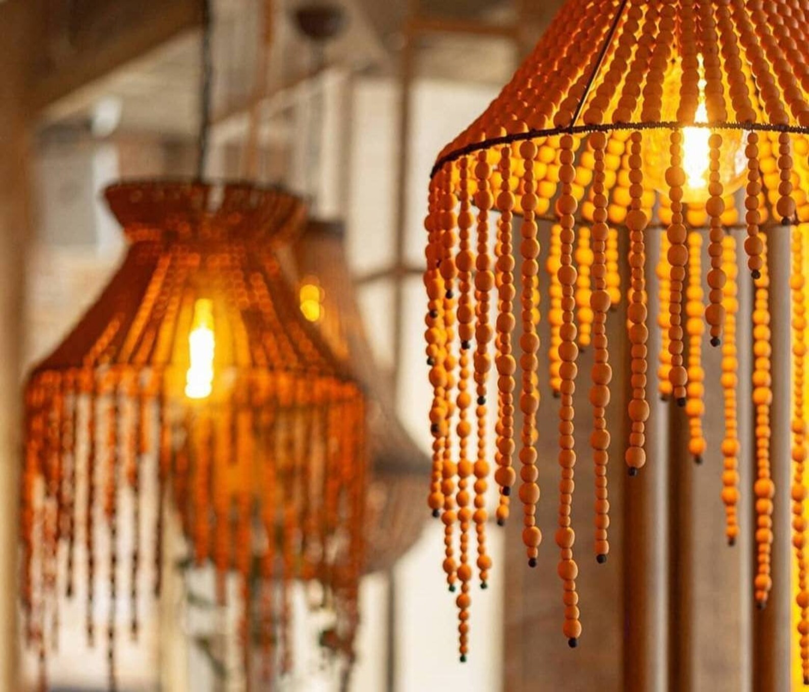 Wooden Beaded Chandelier Beaded Chandelier White Bead - Etsy