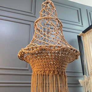 Macrame Pendant Light, Macrame Chandelier, Boho Chandelier, Rustic Pendant Lamp, Jute Lampshade ...