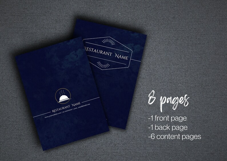 Menu Book/food Menu Dark Blue Elegant Modern - Etsy