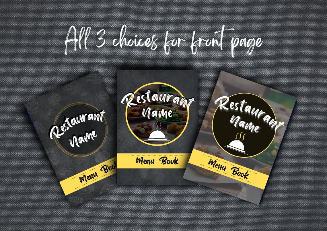 Menu Book/food Menu Modern Black & Yellow - Etsy