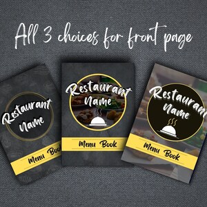 Menu Book/food Menu Modern Black & Yellow - Etsy