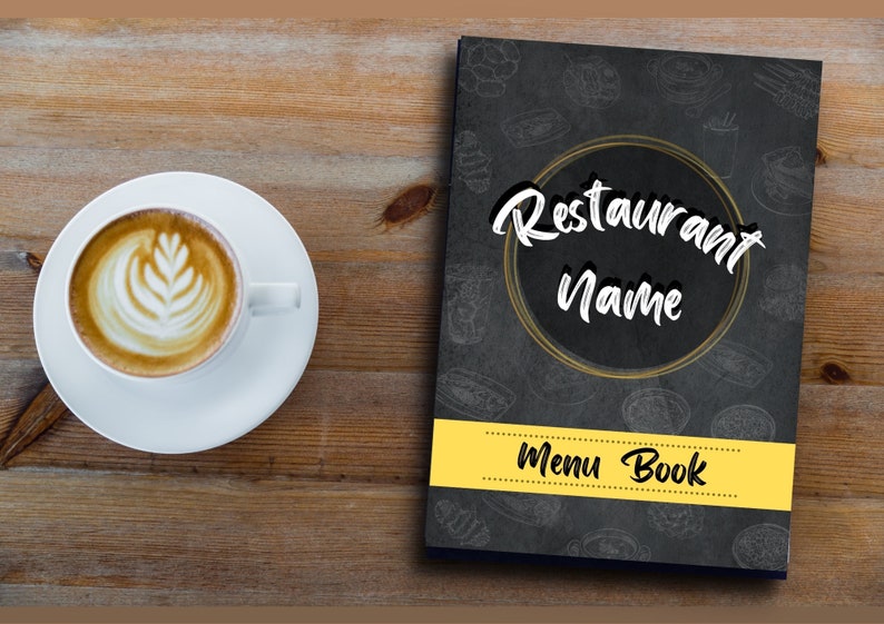 Menu Book/food Menu Modern Black & Yellow - Etsy