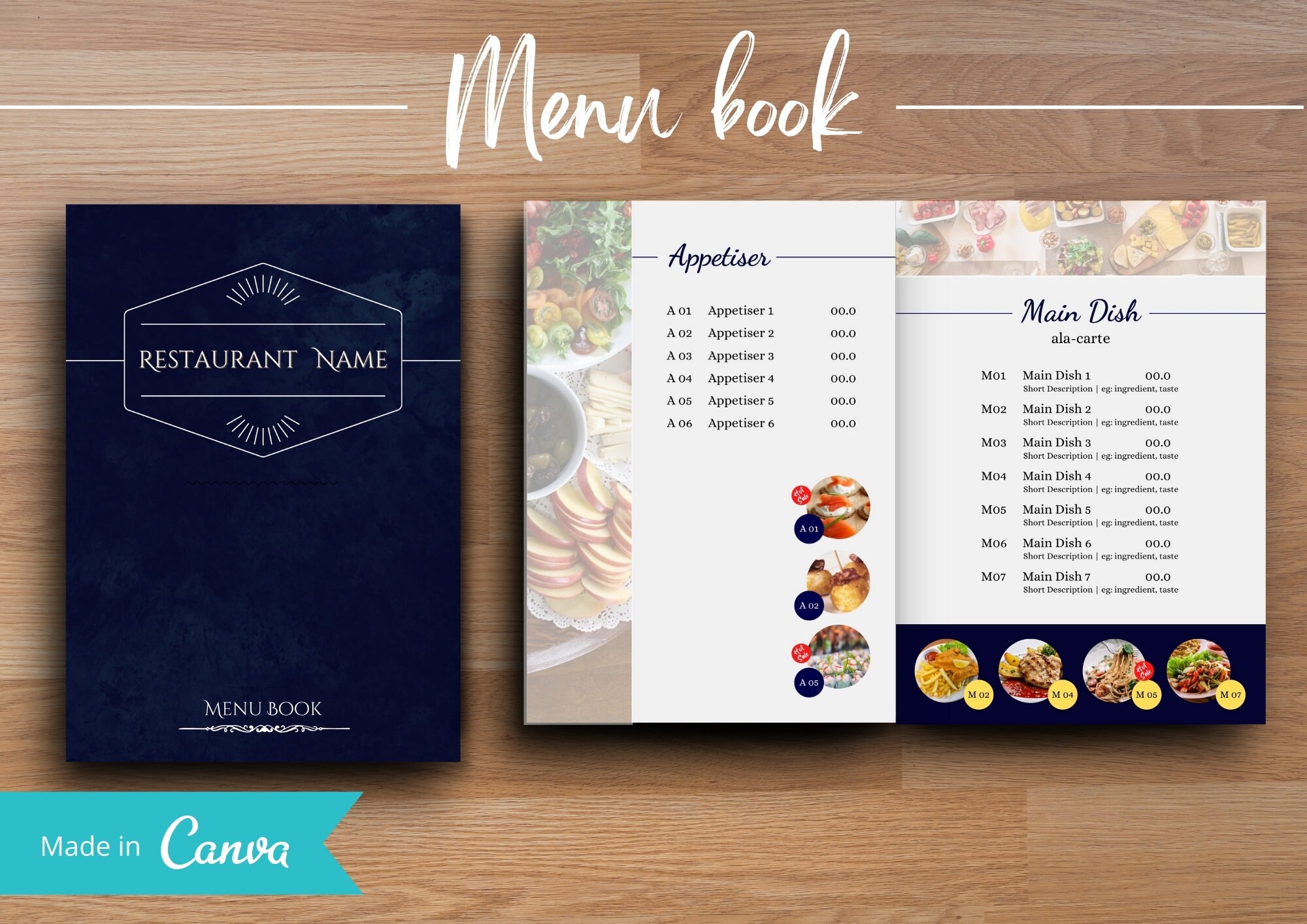 Menu Book/food Menu Dark Blue Elegant Modern - Etsy