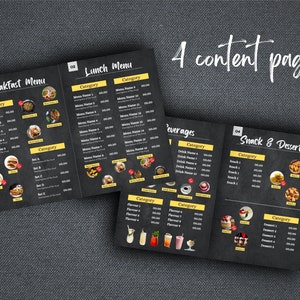Menu Book/food Menu Modern Black & Yellow - Etsy