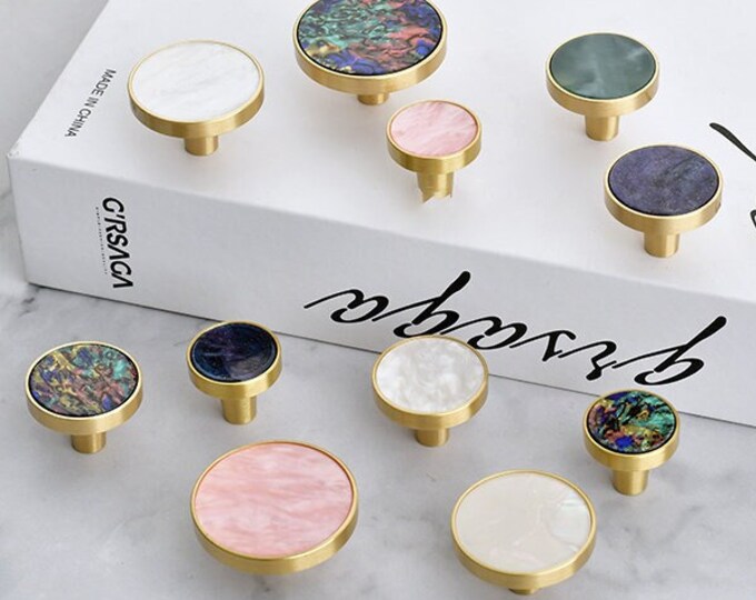 Luxury Marble Brass Drawer Knob Marble Handle DIY Furniture - Etsy