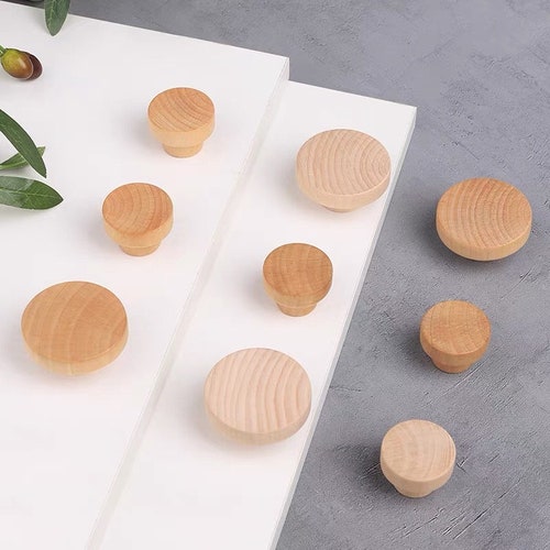 Small Wooden Round Handles Wood Drawer Knobs Oak Circle - Etsy
